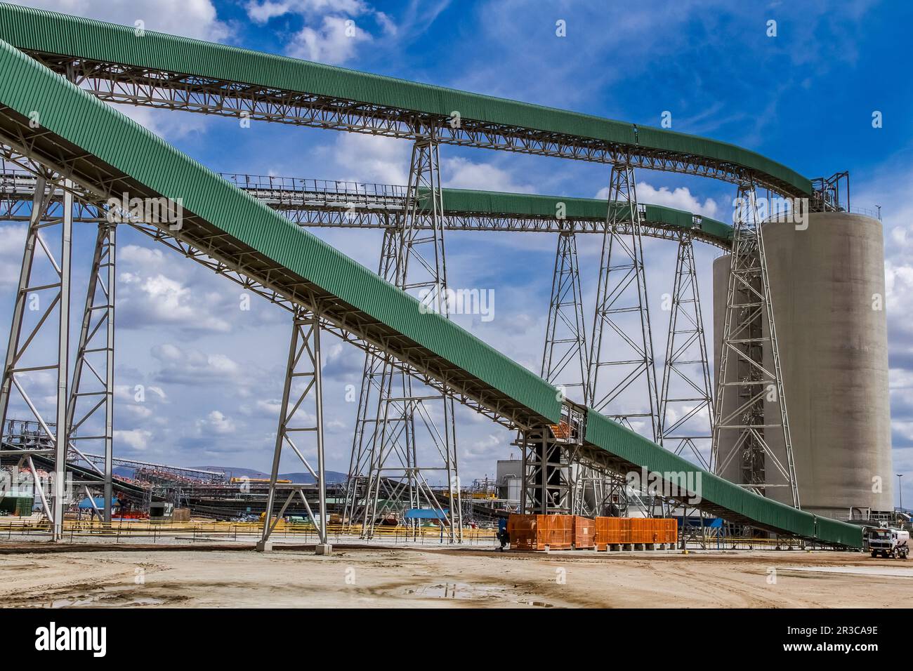Platinum Mining and Processing of ore, Piles of ore rock being moved ...