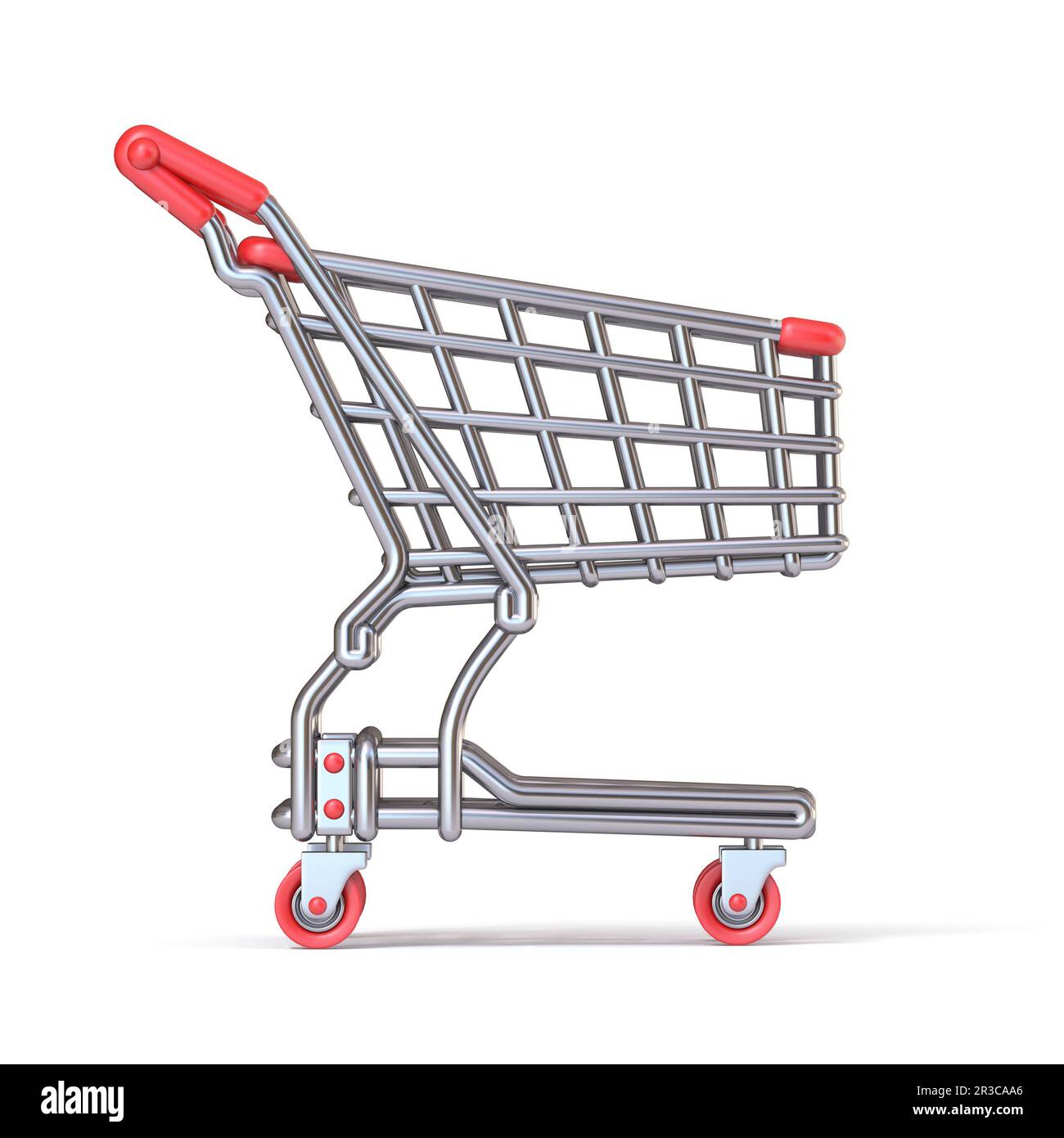 Shopping cart cartoon style Side view 3D rendering illustration ...
