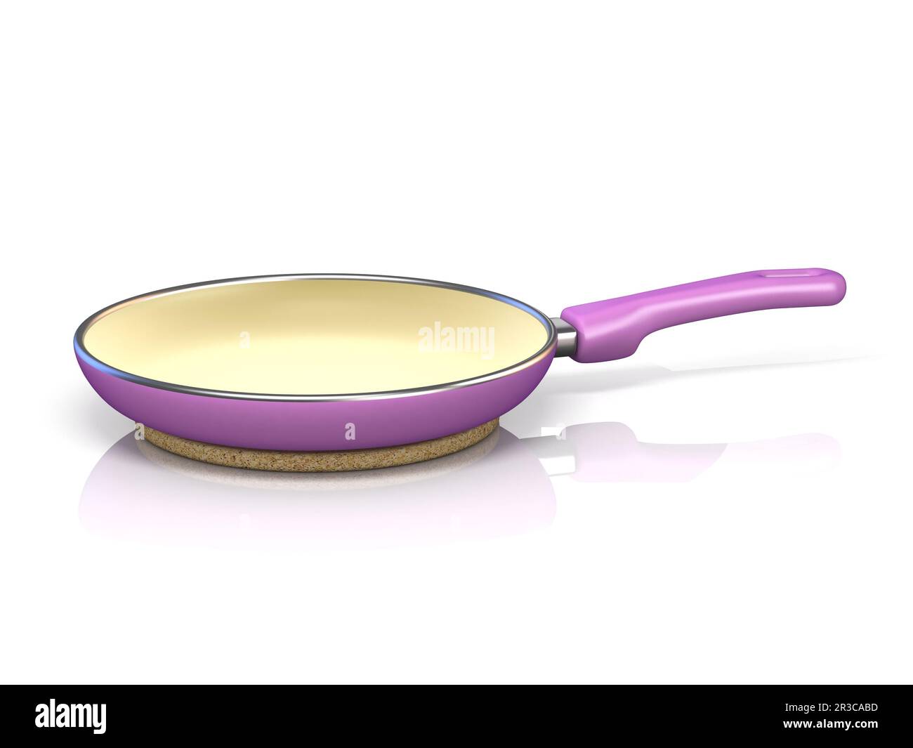 Purple cooking pan 3D rendering illustration isolated on white ...