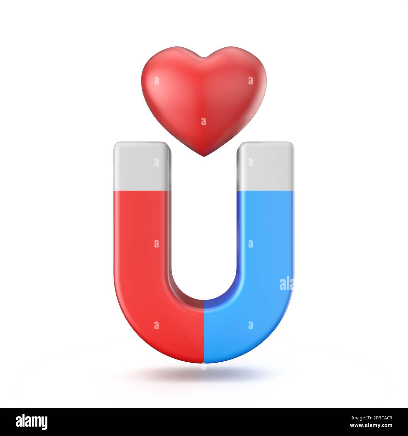 Magnet attract red heart 3D rendering illustration isolated on white ...