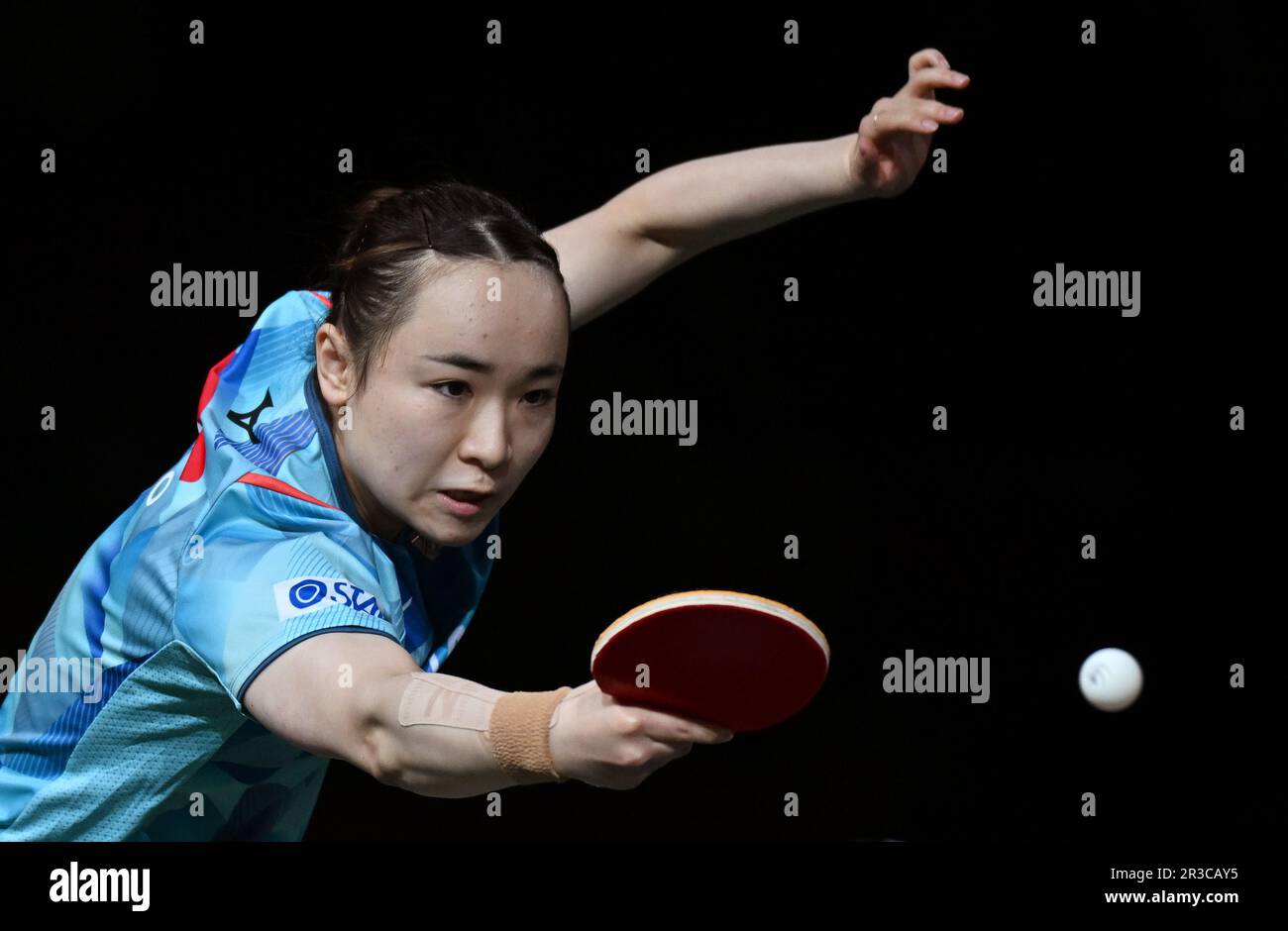 Durban, South Africa. 23rd May, 2023. Ito Mima of Japan hits a return ...