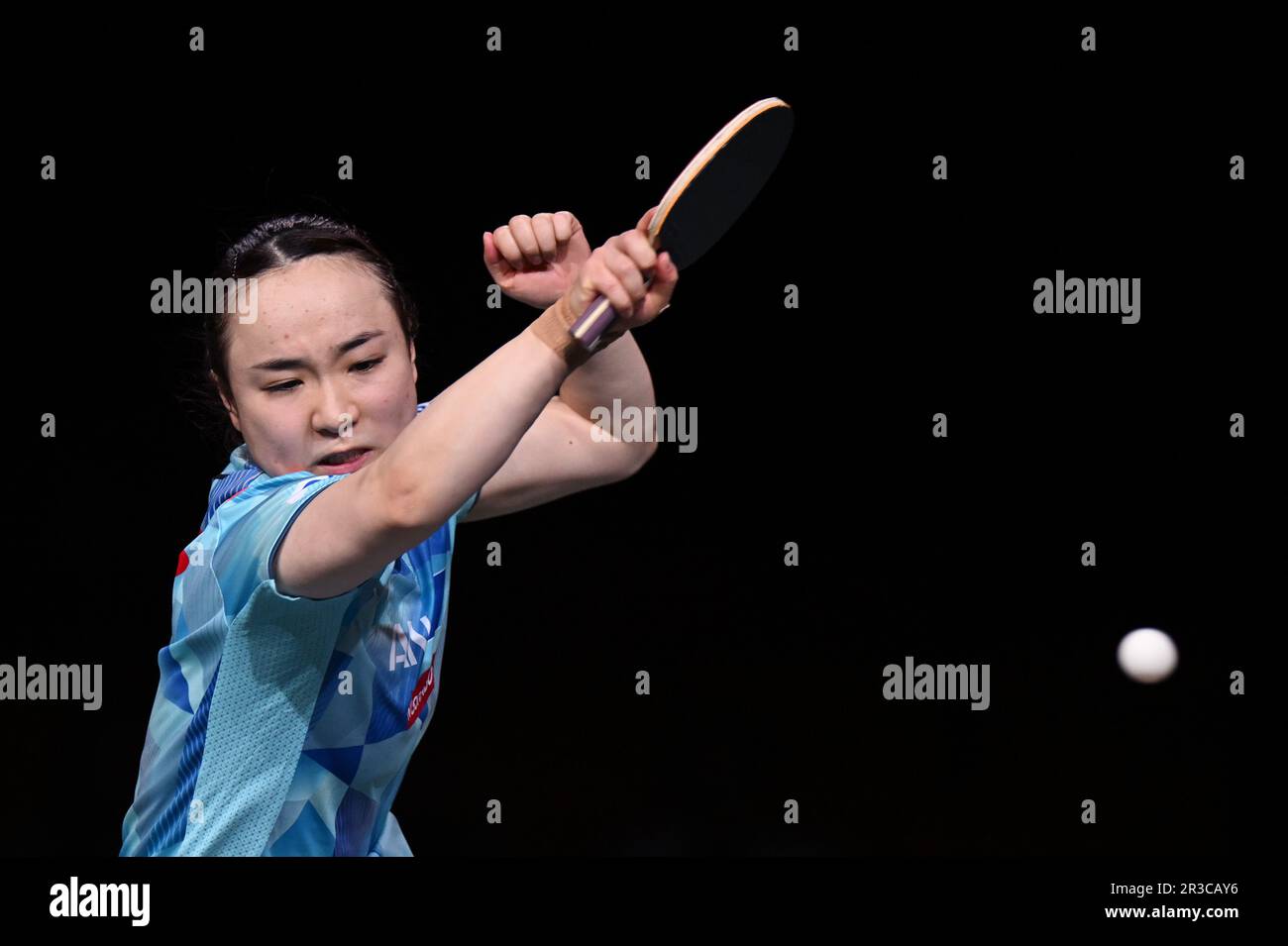 Durban, South Africa. 23rd May, 2023. Ito Mima of Japan hits a return ...