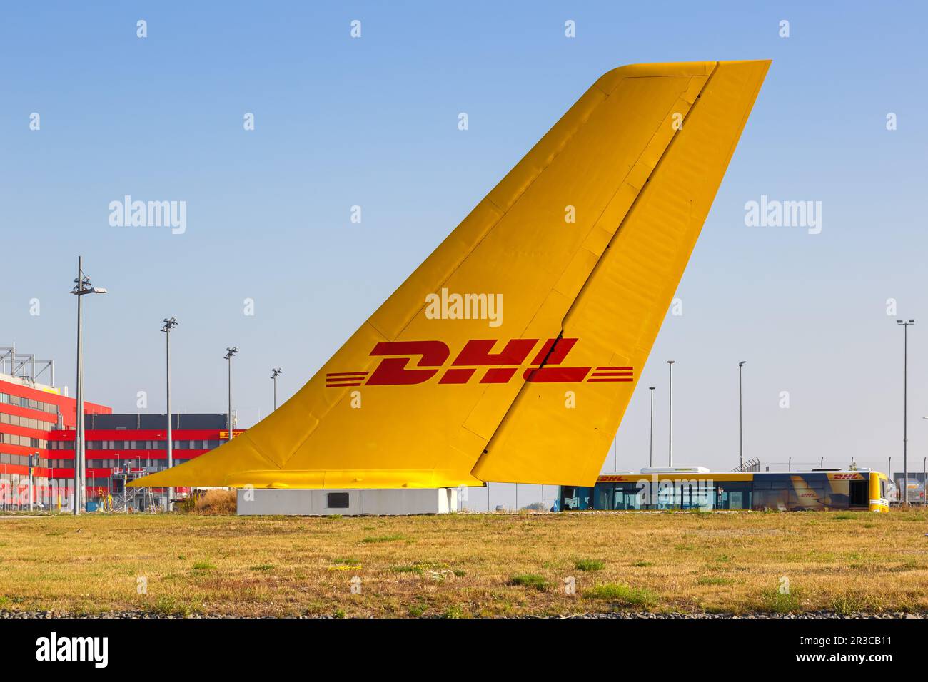 DHL Hub Leipzig Halle LEJ Airport aircraft vertical stabilizer Stock ...