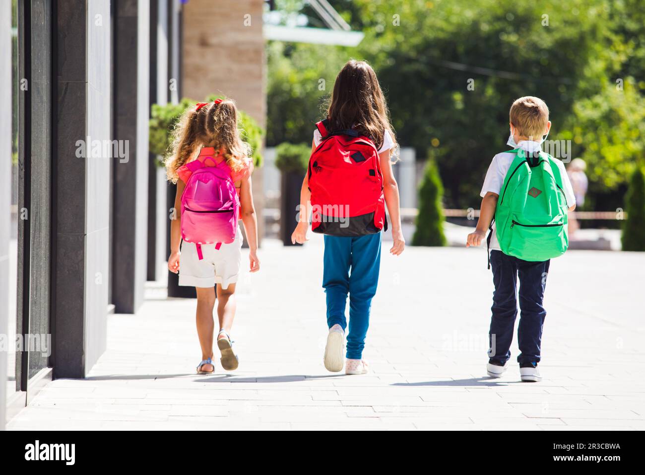 Kids go to school with safety rules Stock Photo - Alamy