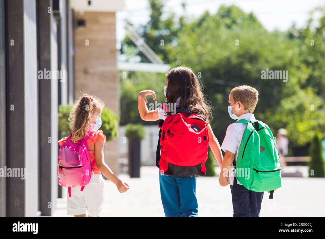 Schoolchildren are going back to school after pandemic over Stock Photo ...