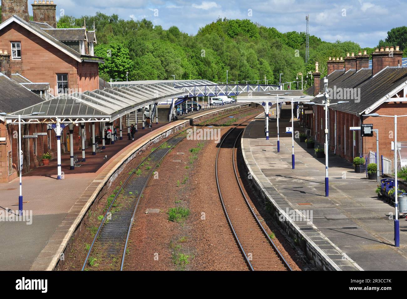 Overview of the traditional looking Dumfries railway station, Dumfries ...