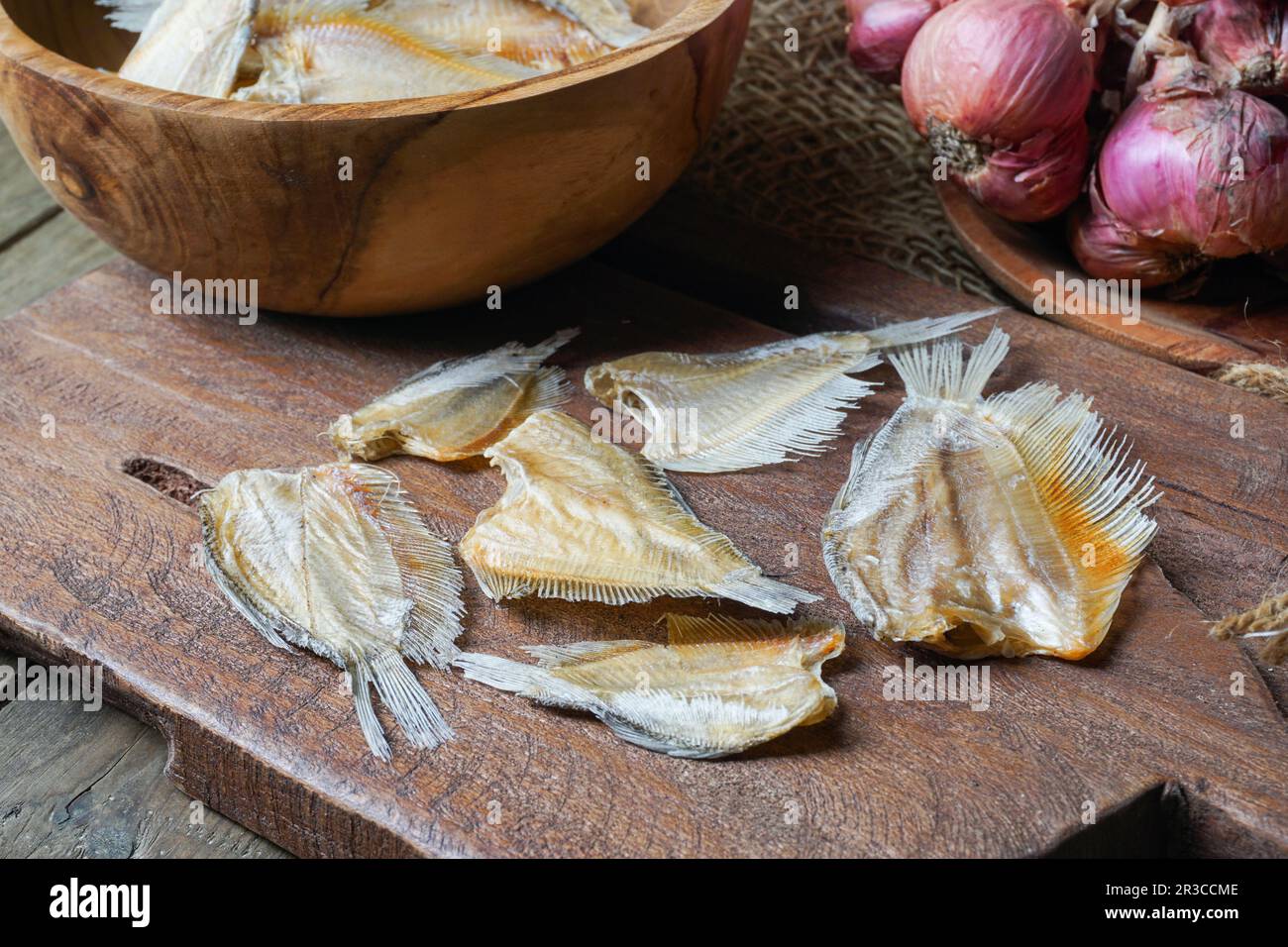 Raw dried salted Sepat fish or Malay called Ikan Sepat Kering is a ...