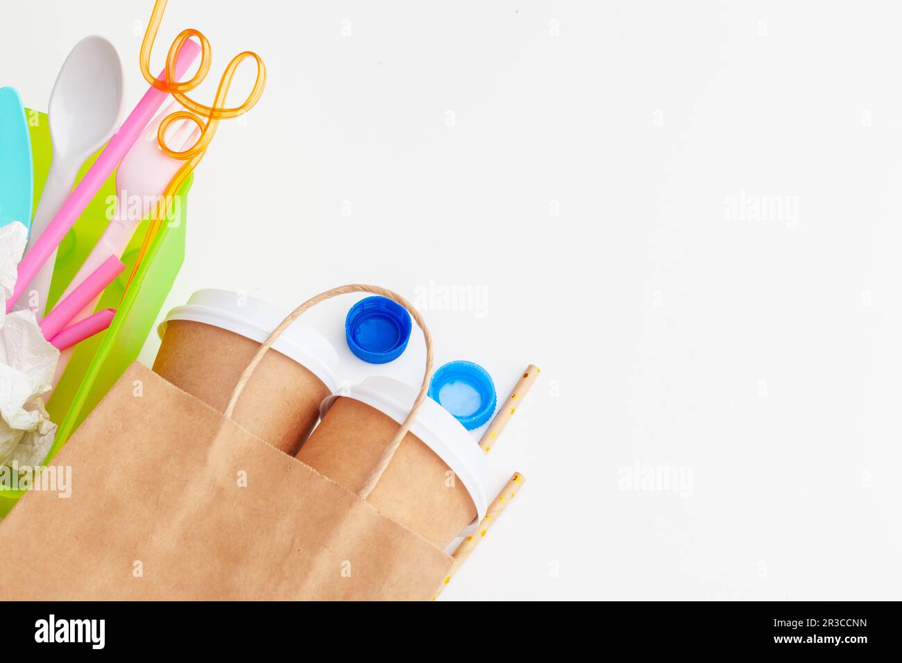 Plastic waste danger ecology concept with garbage and colorful single ...