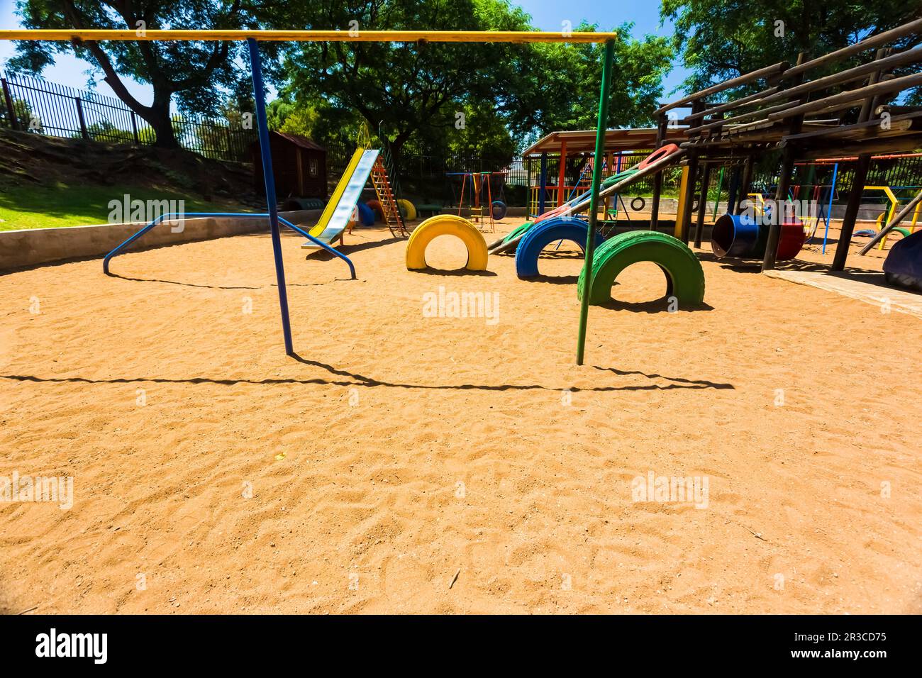 Empty Colorful Preschool Playground Stock Photo - Alamy