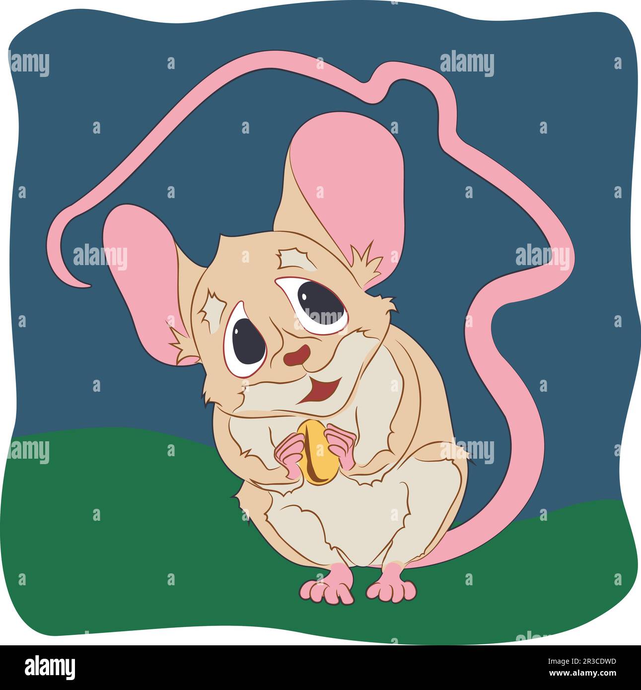 Color illustration of cartoon hiding mouse with background. Vector ...