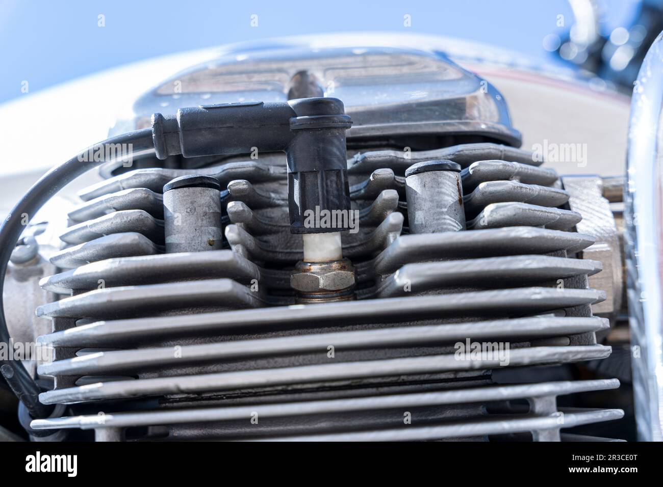 spark plug in the motorcycle engine and the ignition wire Stock Photo ...