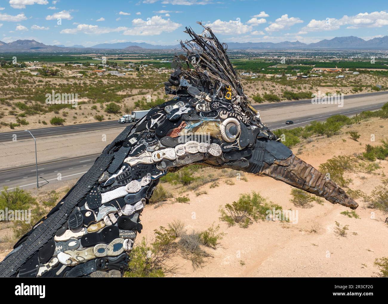 Large Roadrunner Sculpture, made from discarded, recycled items ...