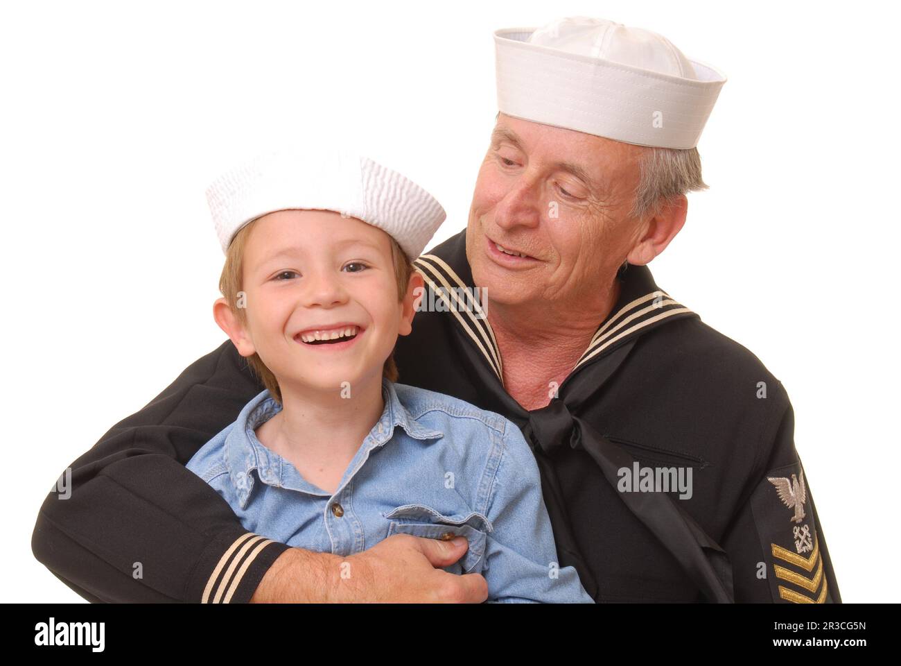 Old U.S. Navy sailor with his son Stock Photo - Alamy