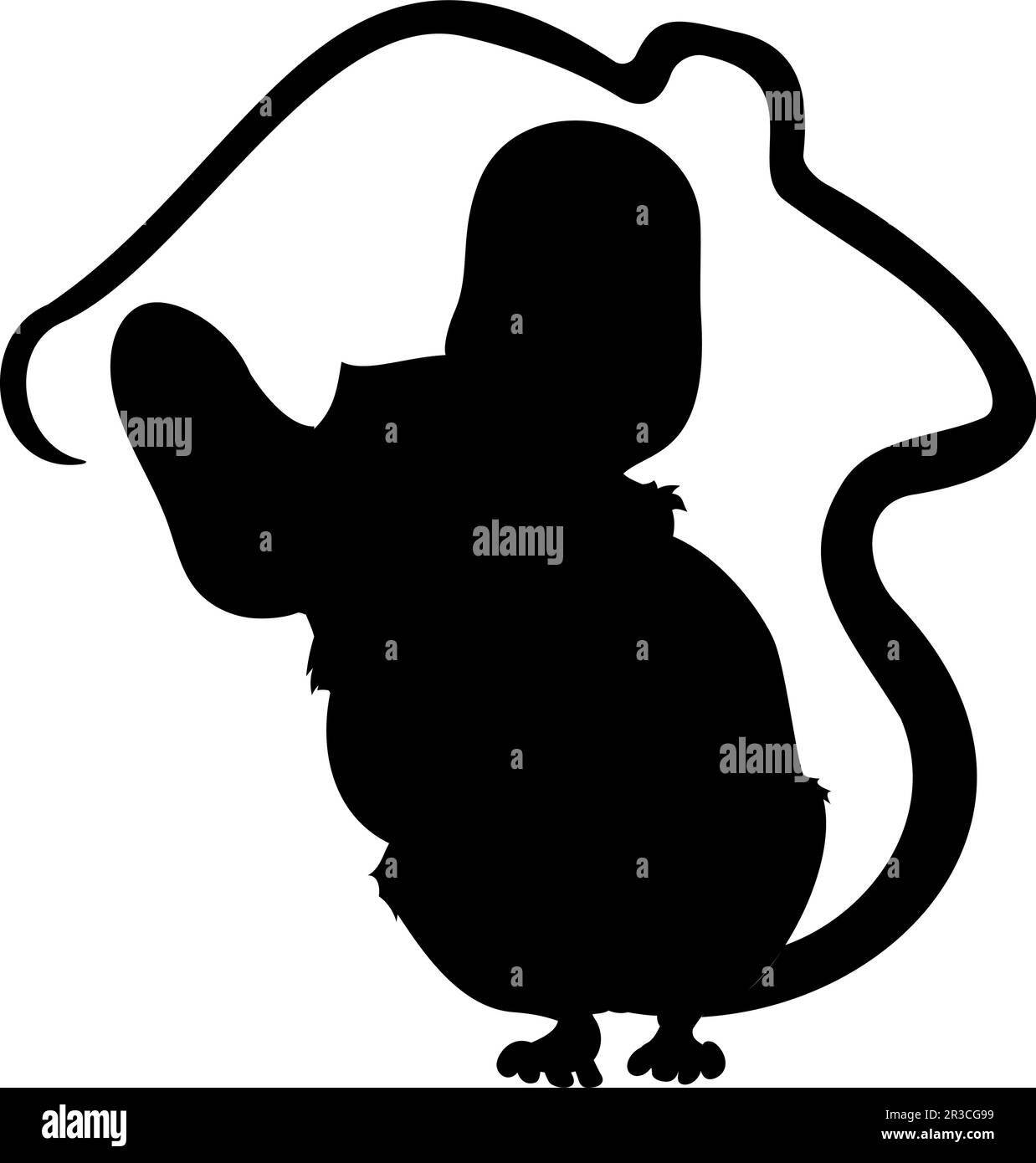 Shape of cartoon hiding mouse. Vector illustration of little mouse ...