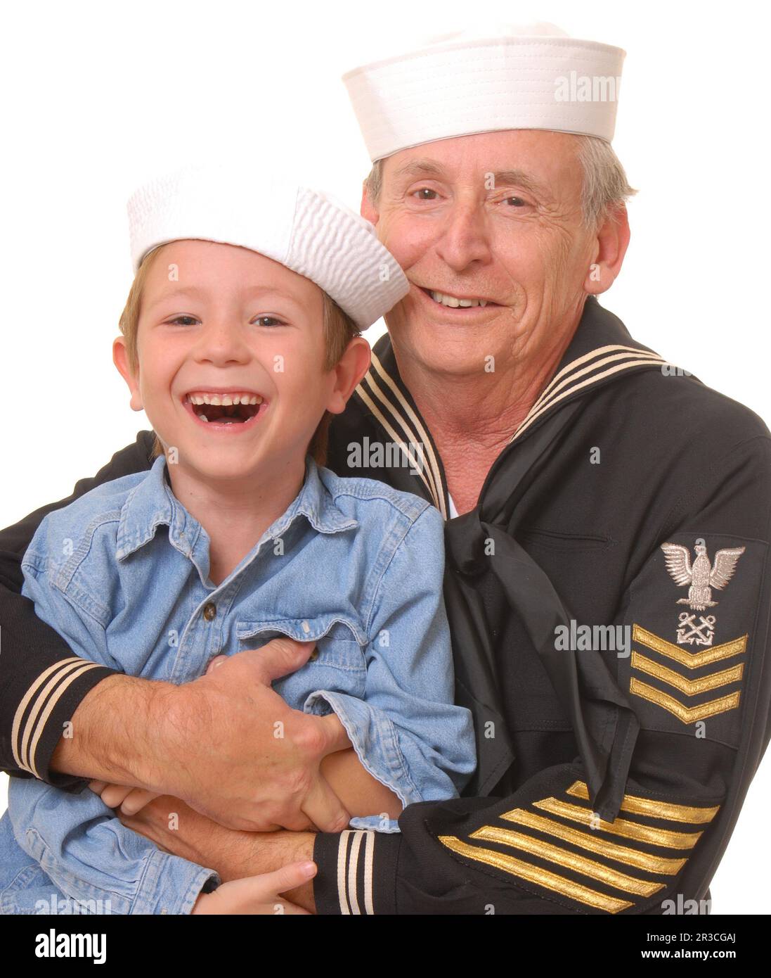 Old U.S. Navy sailor with his son Stock Photo - Alamy
