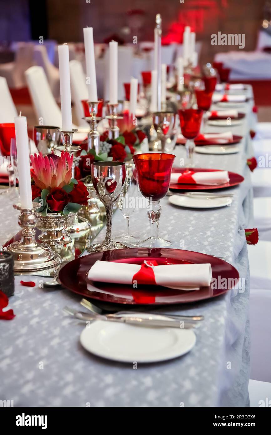 Decor at corporate Christmas Gala Event Party Stock Photo - Alamy