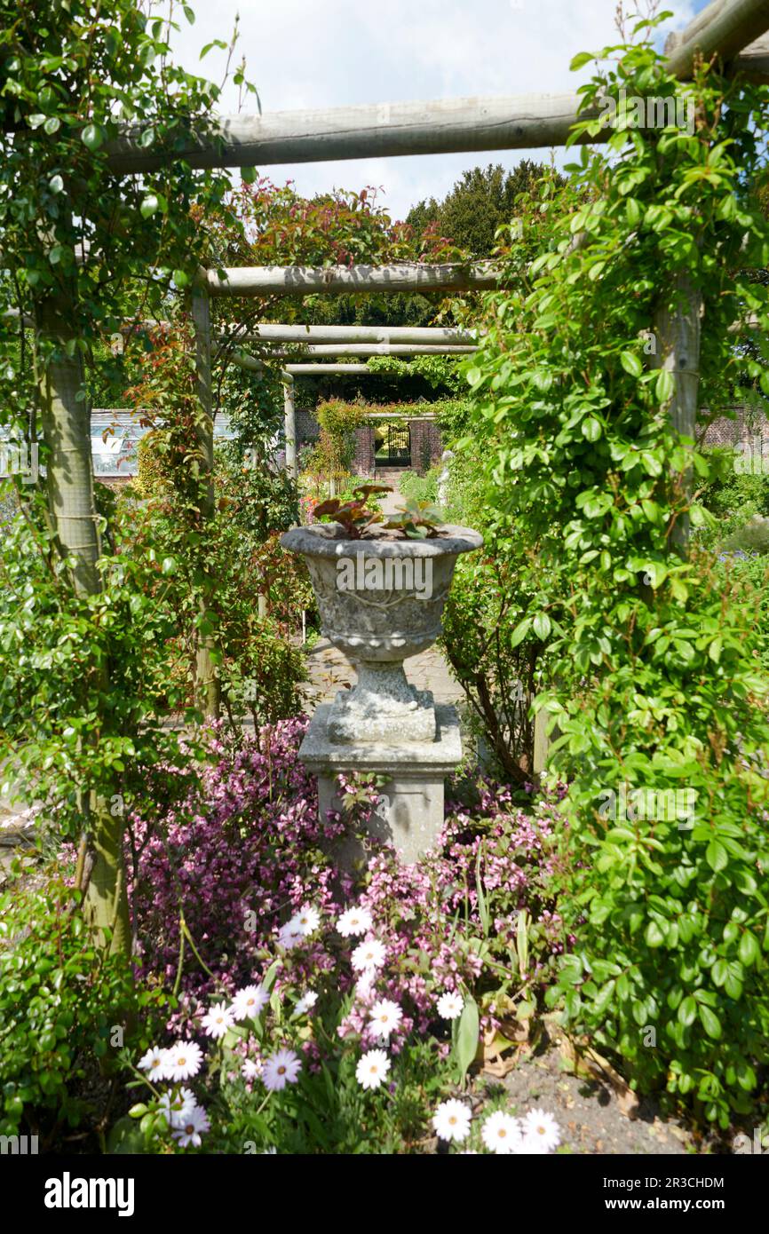 Flower border in an English Elizabethan walled garden Stock Photo - Alamy