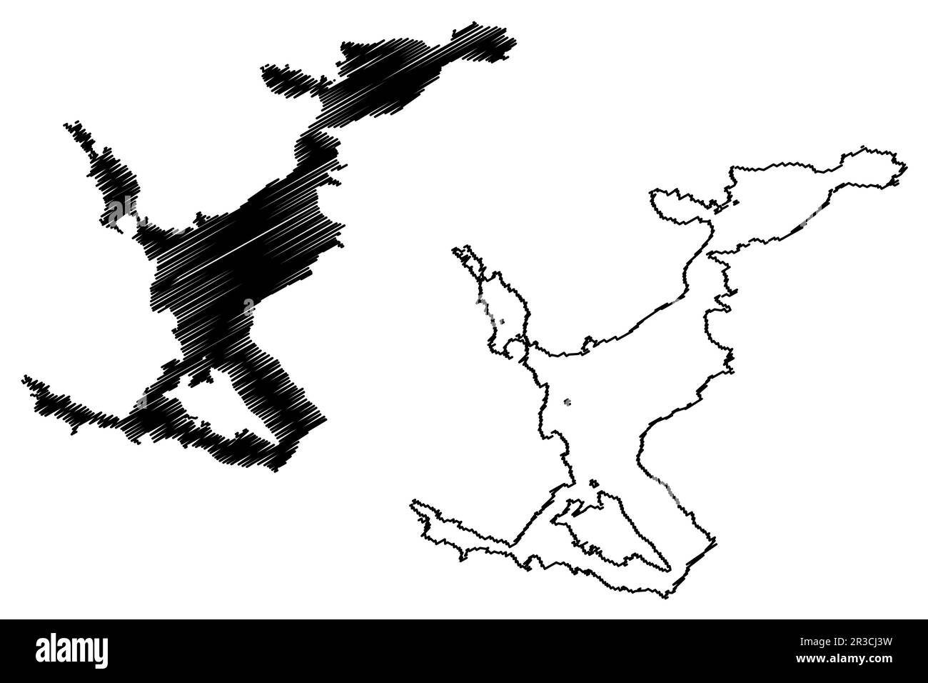 Lake Rossvatnet (Kingdom of Norway) map vector illustration, scribble ...