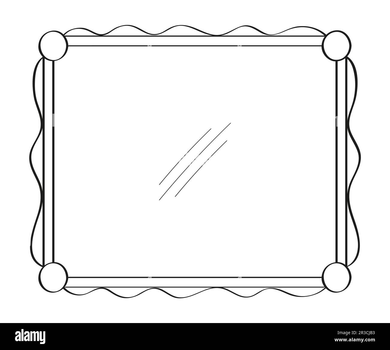 Mirror frames in doodle style. Vintage image frame han drawn labels ...