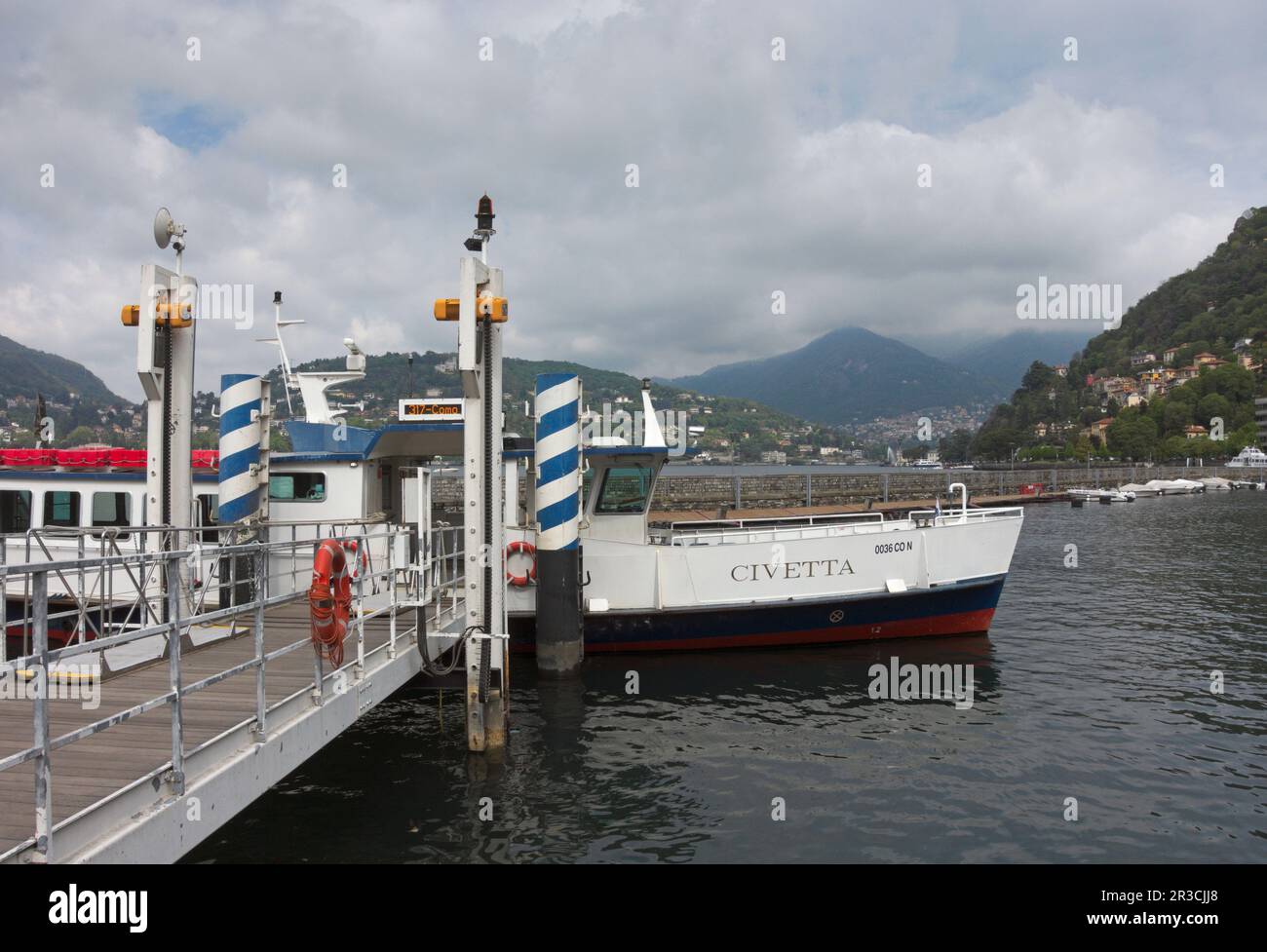 ferry motor-vessel 'Civetta' moored at Como pier, Lake Como, Lombardy ...