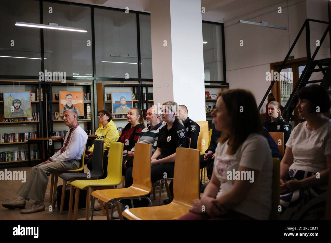 The audience is seen listening to the lecture at the Odessa Regional ...