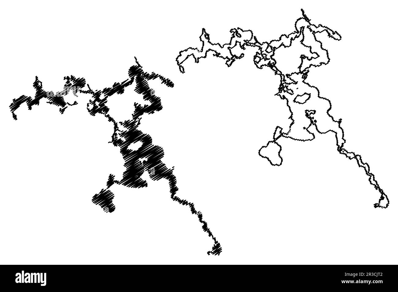 Lake Seliger (Russia, Russian Federation, Tver Oblast) map vector ...