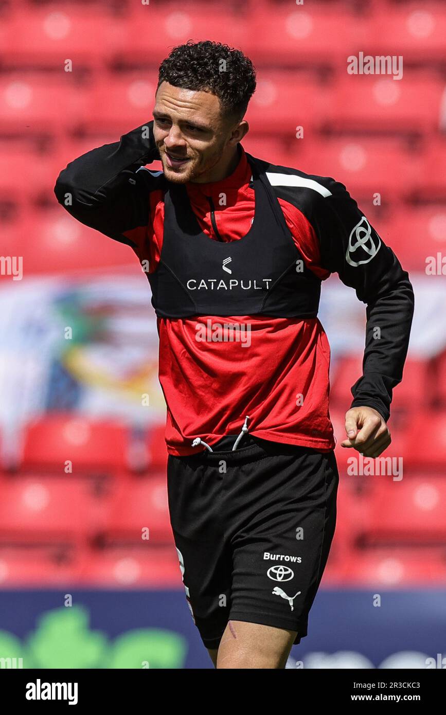 Jordan Williams #2 of Barnsley during Barnsley’s Playoff-final training ...
