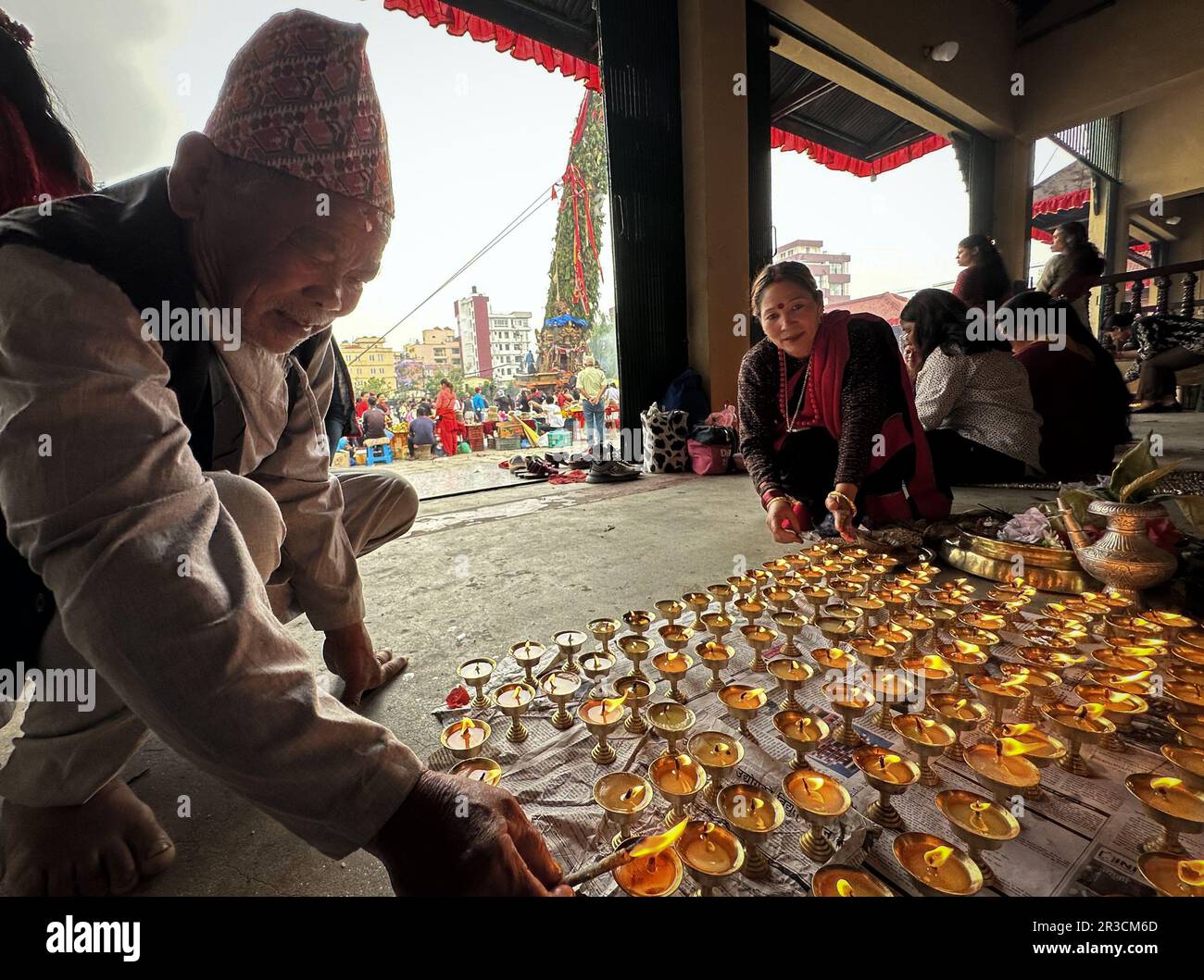 Lalitpur, Bagmati, Nepal. 23rd May, 2023. People lighten butter lamps ...