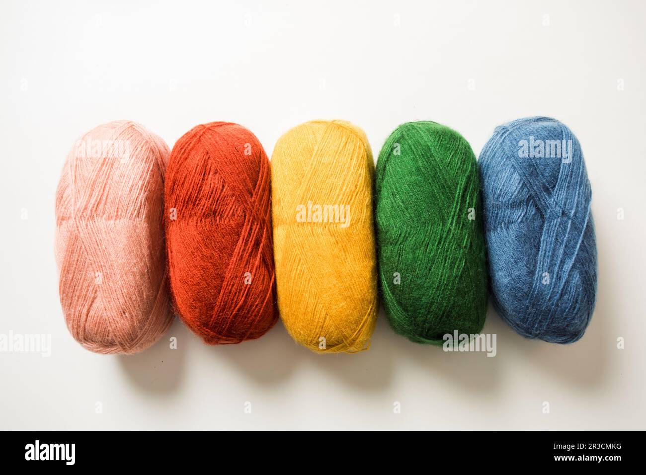 Collection of threads of rainbow color on the white background Stock ...