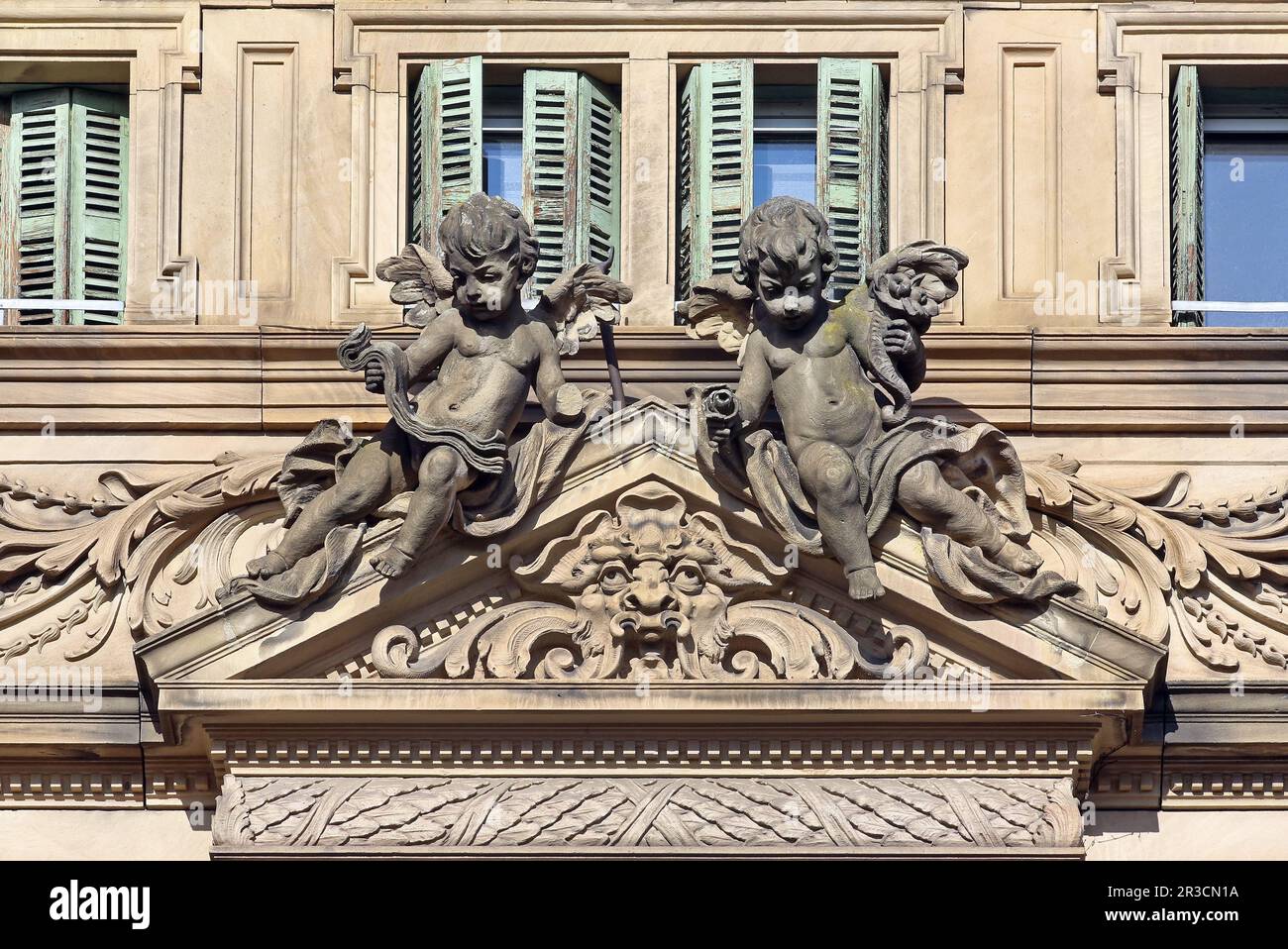 House facade with angels Stock Photo - Alamy