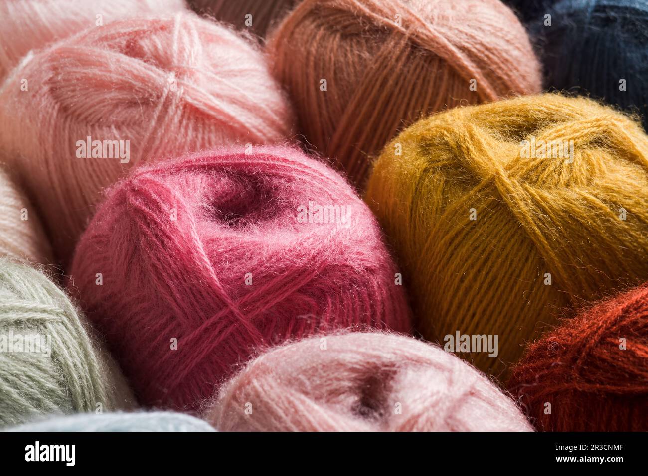 Beige colors of yarn wool on shopfront Stock Photo - Alamy