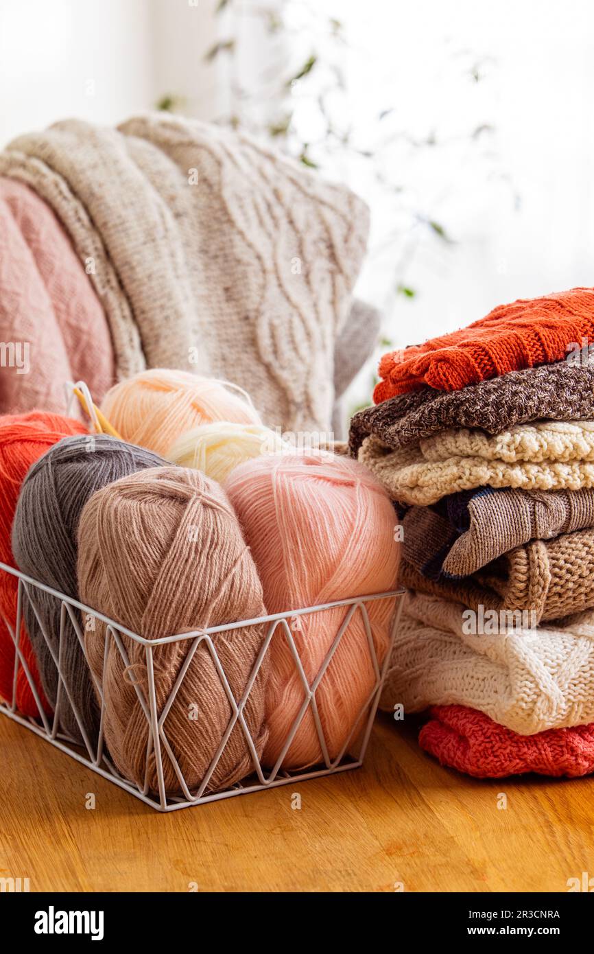 Close up homemade yarn hi-res stock photography and images - Alamy