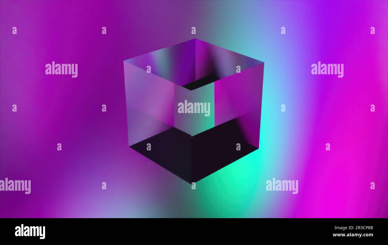 Colorful Iridescent cube. Computer generated 3d render Stock Photo - Alamy