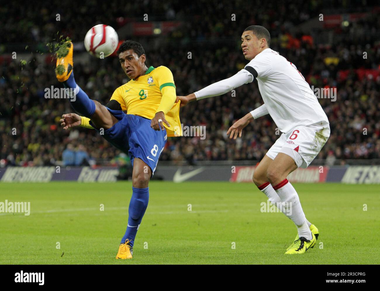 Brazil's Paulinho in action during todays match. England are beating ...