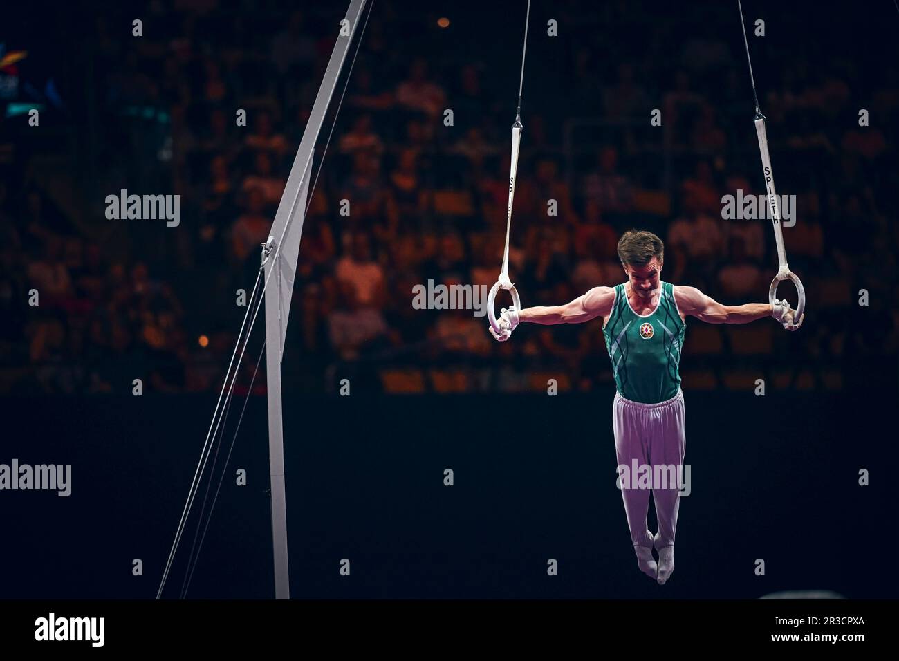 Nikita Simonov participating in the 2022 Munich European Gymnastics ...