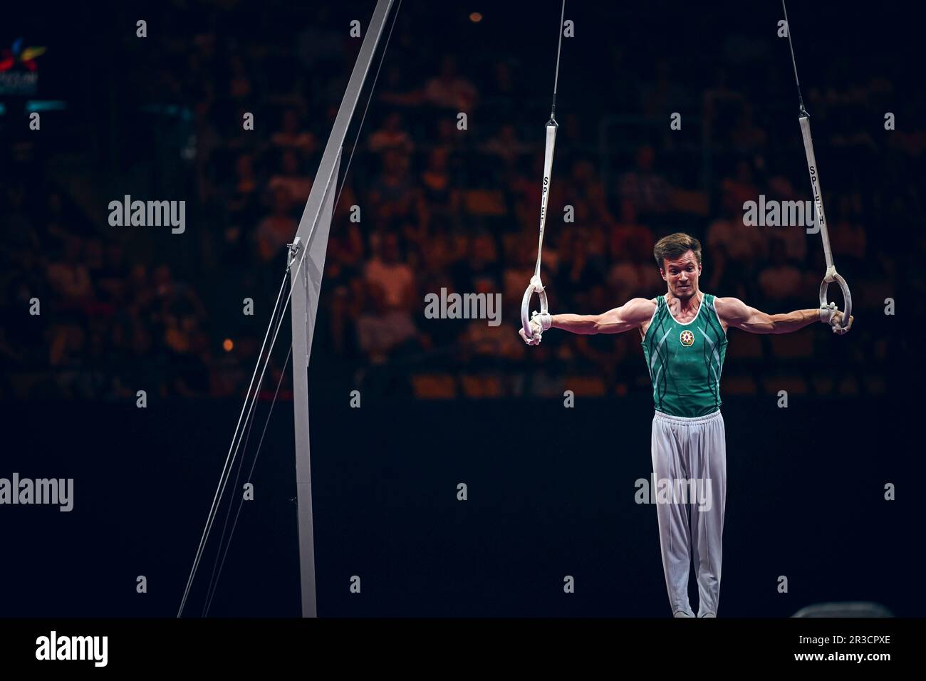 Nikita Simonov participating in the 2022 Munich European Gymnastics ...