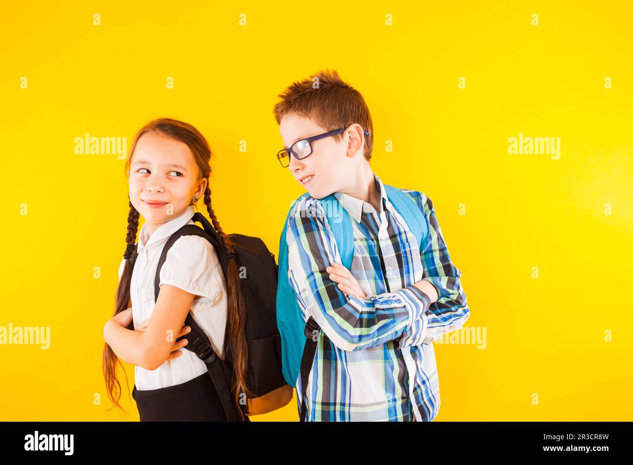 The happy pupils are ready for successful learning Stock Photo - Alamy