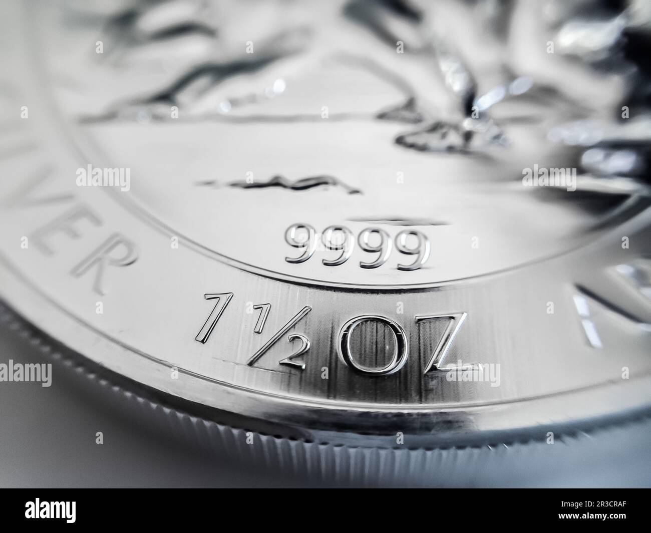 Macro close up of a pure Silver Bullion coin Stock Photo - Alamy