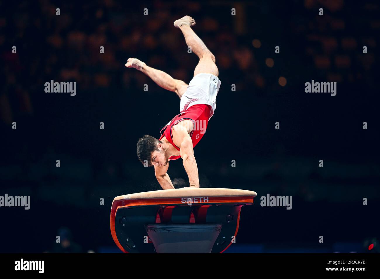 Leo Saladino participating in the 2022 Munich European Gymnastics ...