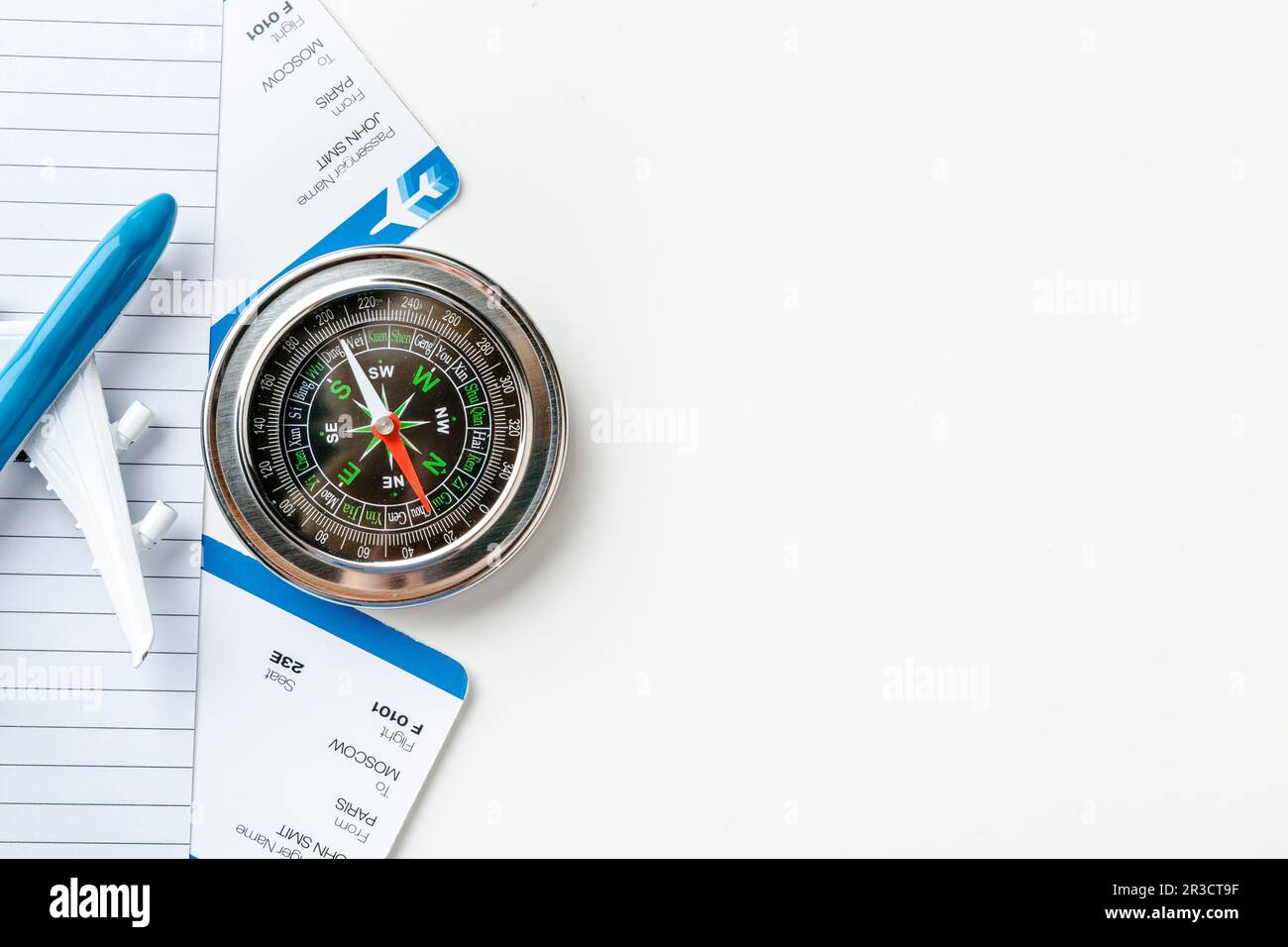 Time to Travel. Idea for tourism with flight tickets and compass on ...