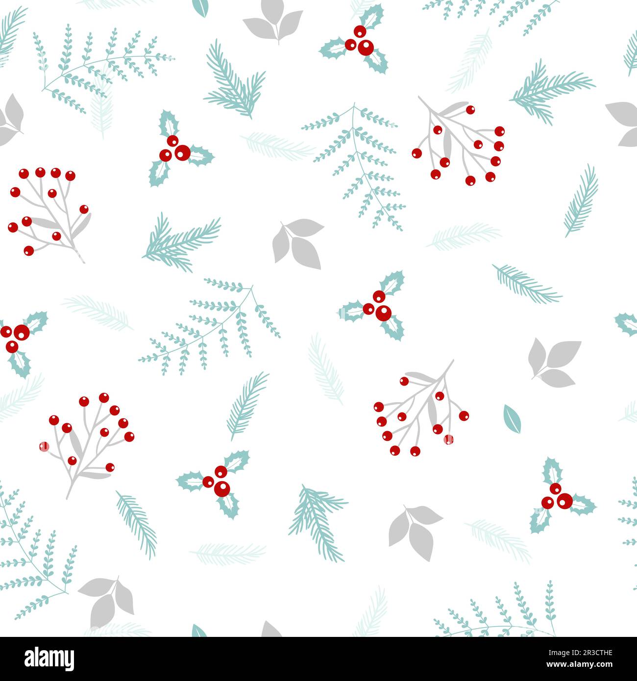 Winter seamless pattern. Doodle spring background with floral elements ...