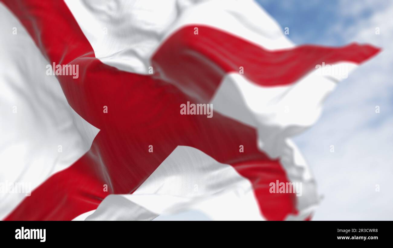 The state flag of Alabama waving in the wind on a clear day. Saint ...