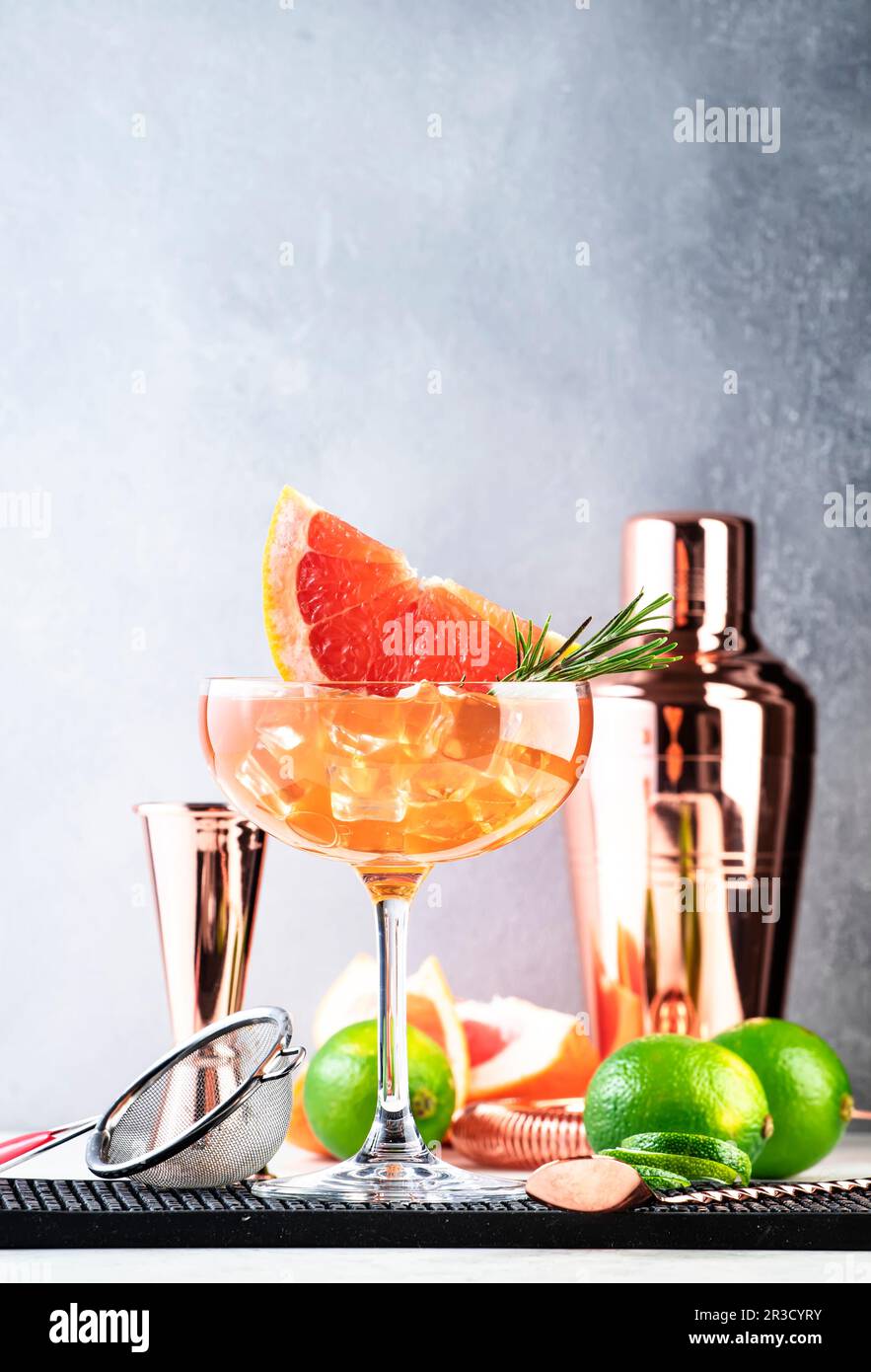 Grapefruit daiquiri alcoholic cocktail with white rum, sugar syrup ...