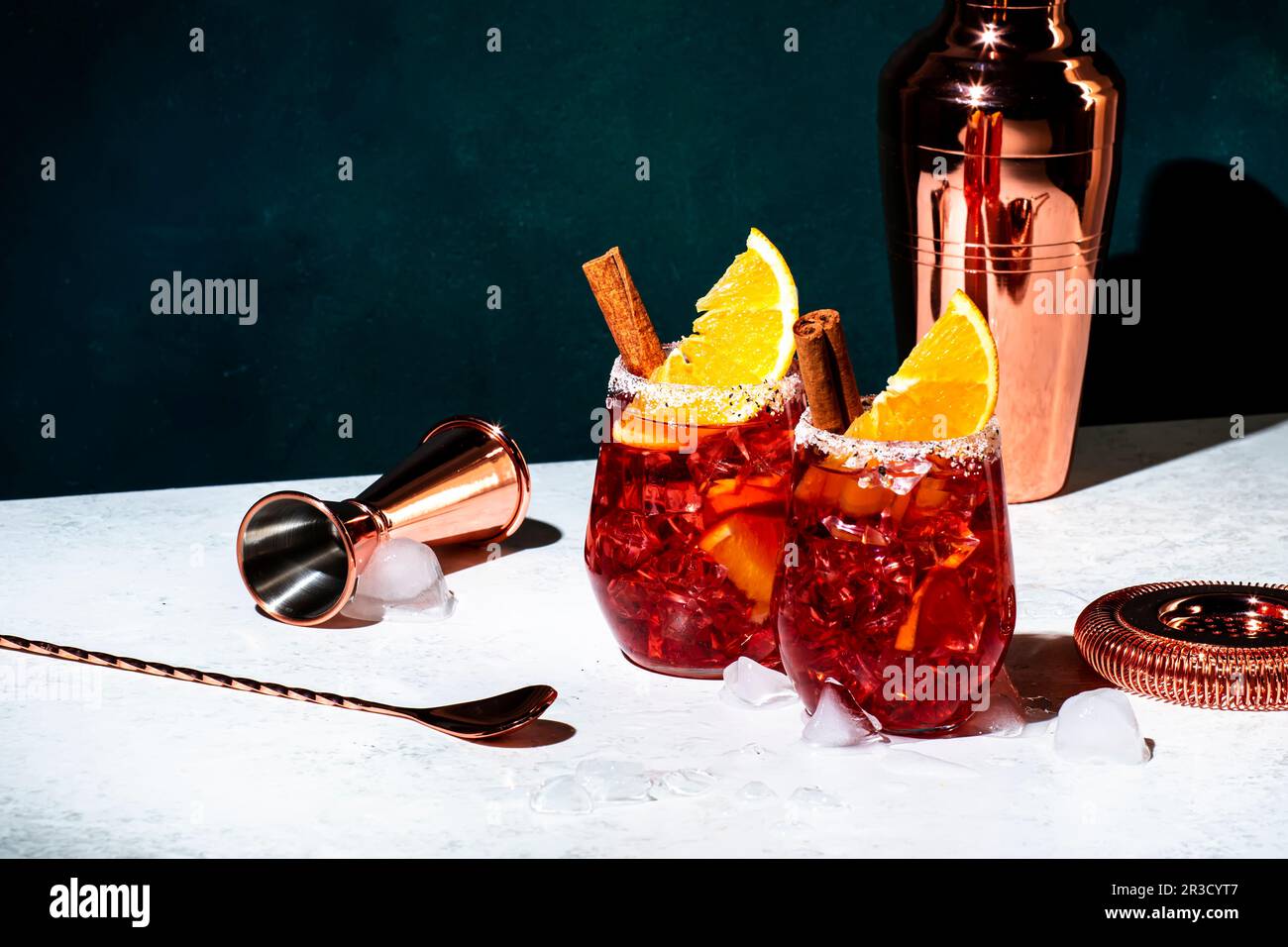 Negroni mezcalito cocktail drink with mexican mezcal, vermouth, bitter ...