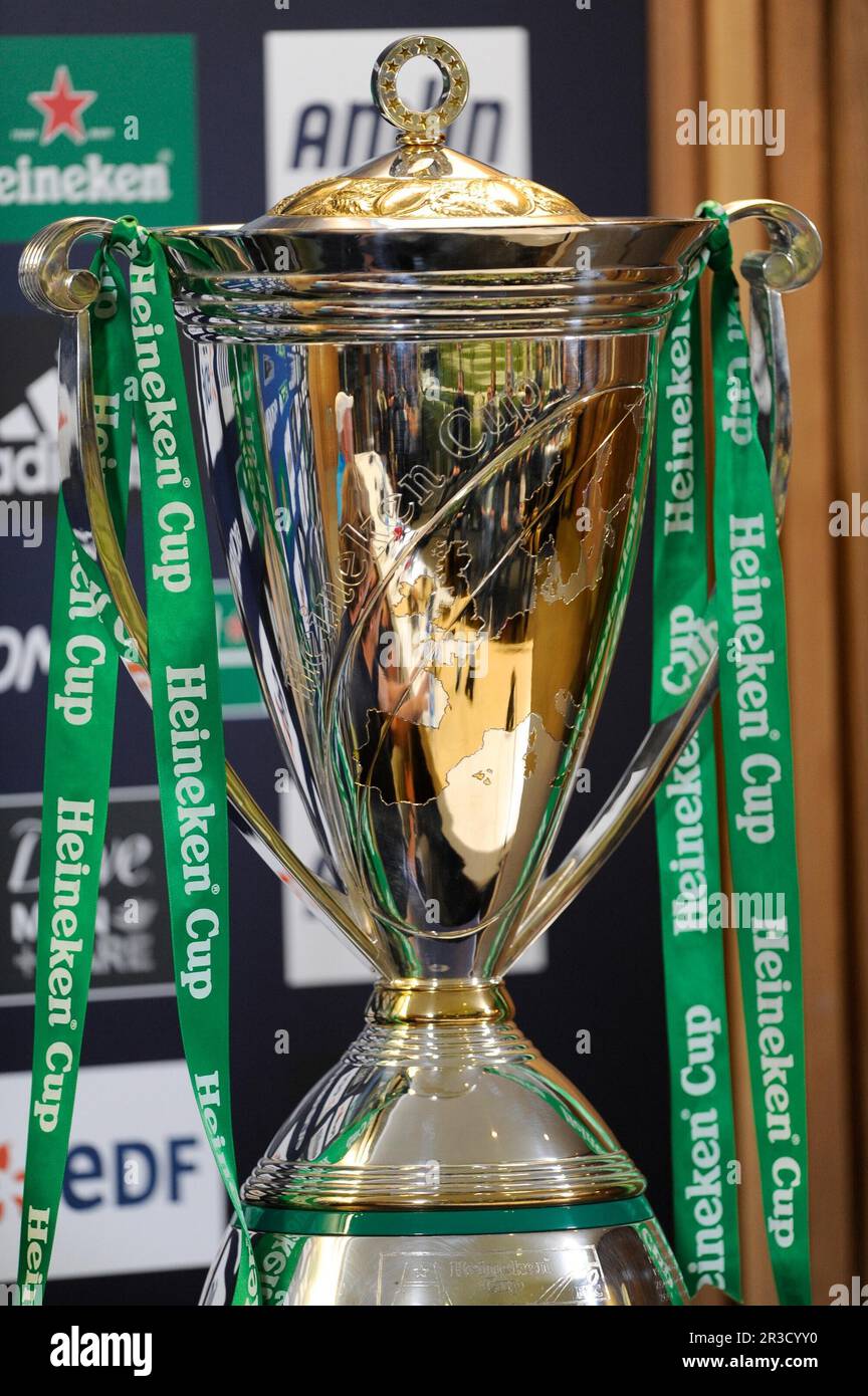 The Heineken Cup Trophy on display at the Captain's Run press ...