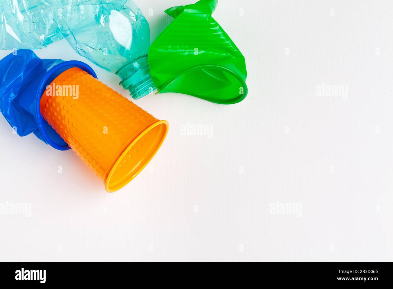 Top view of Different garbage materials with recycling Stock Photo - Alamy