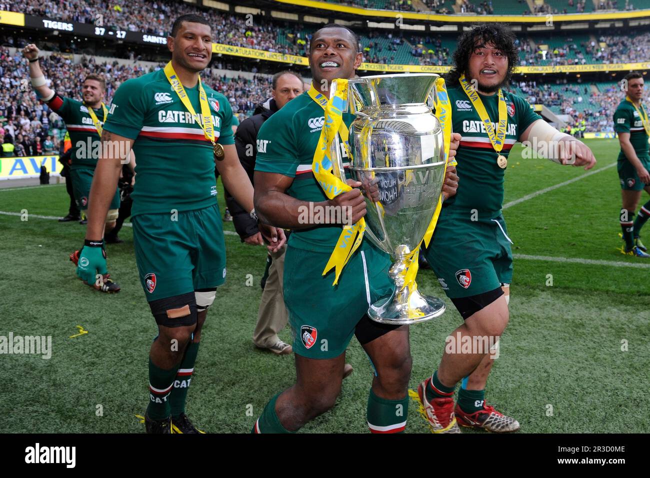 (L-R) Steve Mafi, Vereniki Goneva and Logovi'i Mulipola of Leicester ...