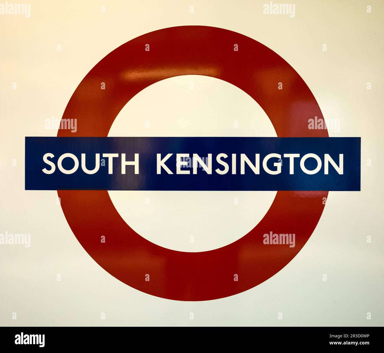 The iconic roundel logo for London Underground at South Kensington tube ...
