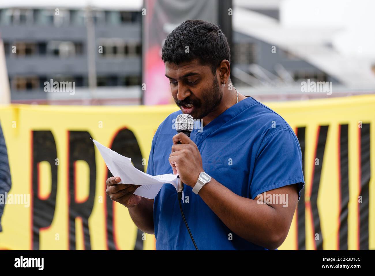 London, UK. 23 May 2023. Climate campaigners from Fossil Free London ...