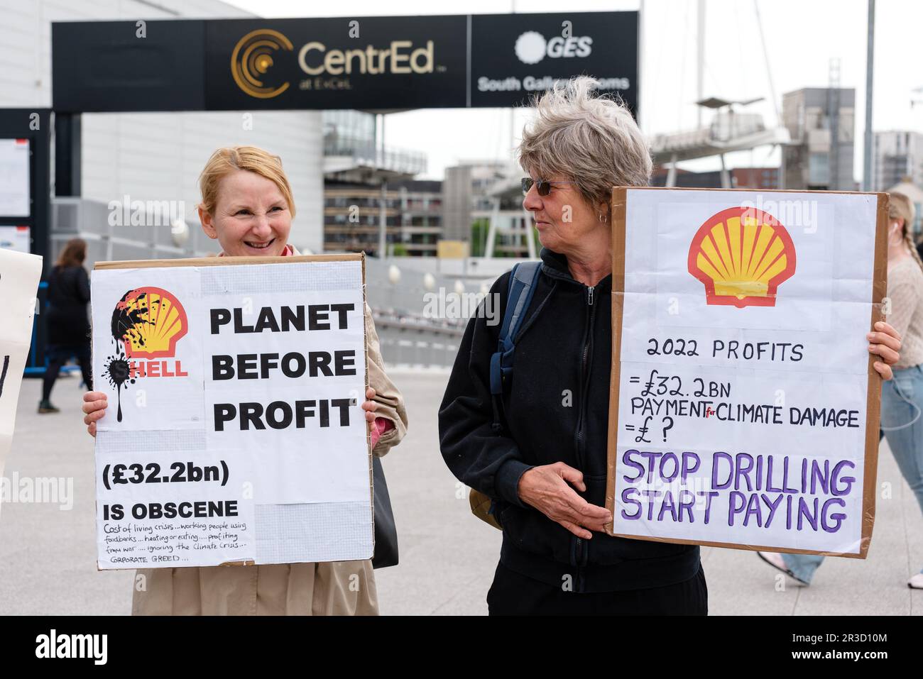 London, UK. 23 May 2023. Climate campaigners from Fossil Free London ...